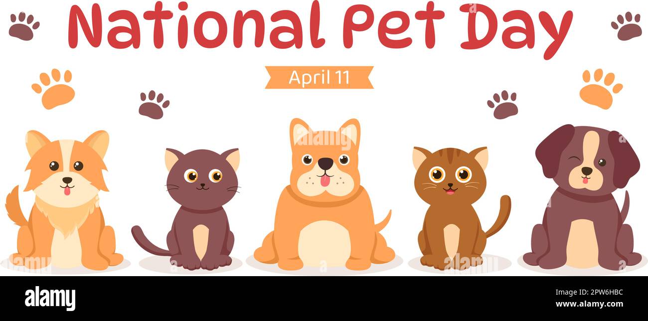 National Pet Day on April 11 Illustration with Cute Pets of Cats and ...