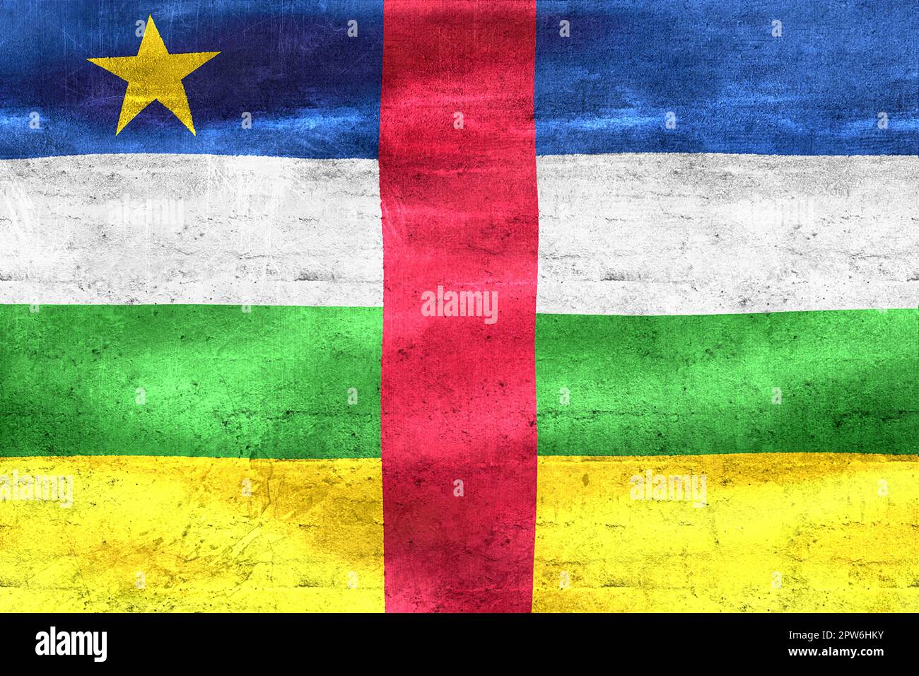 Central African Republic Flag Realistic Waving Fabric Flag Stock