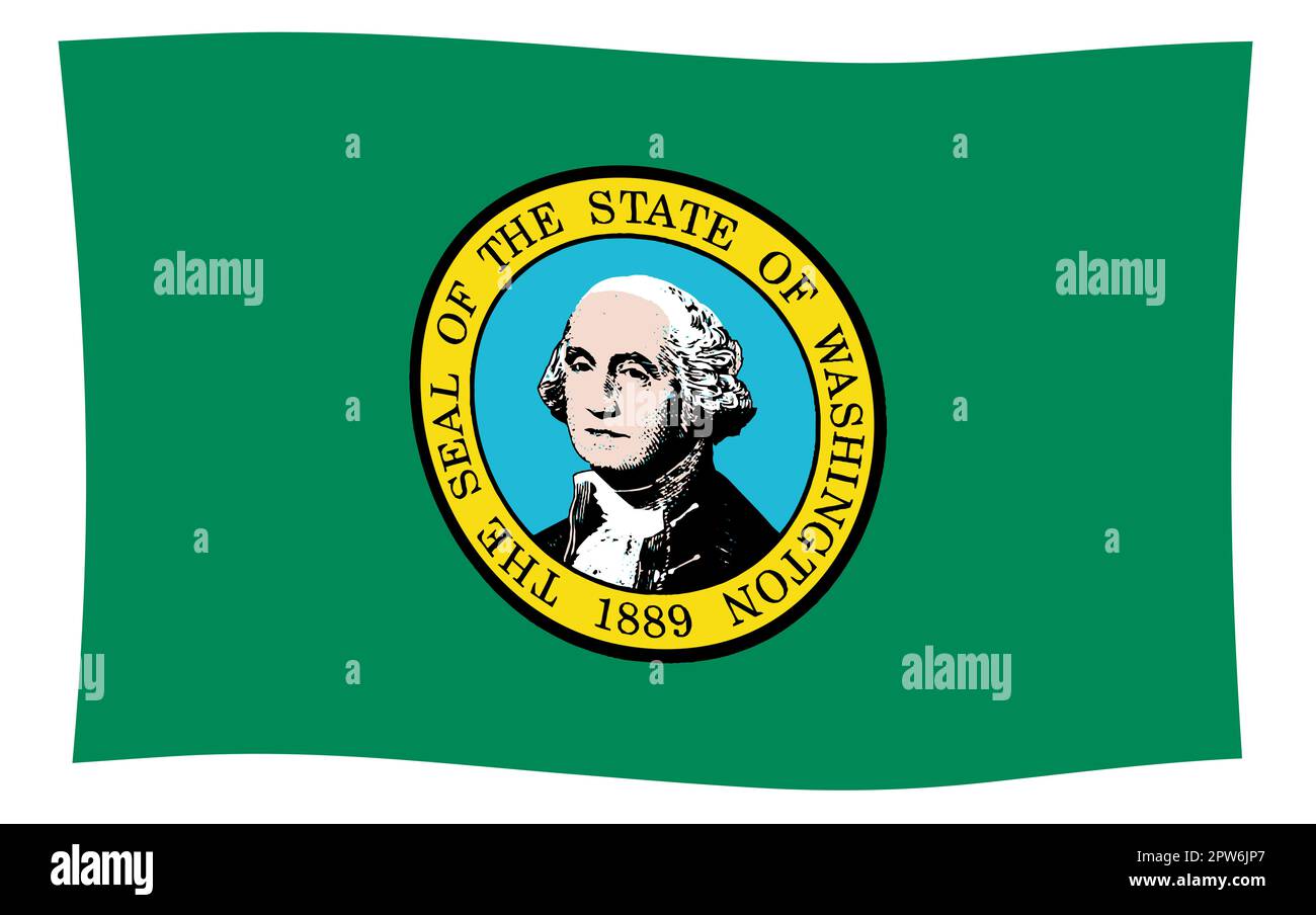 The flag of the state of Washington with the Washington State Seal ...