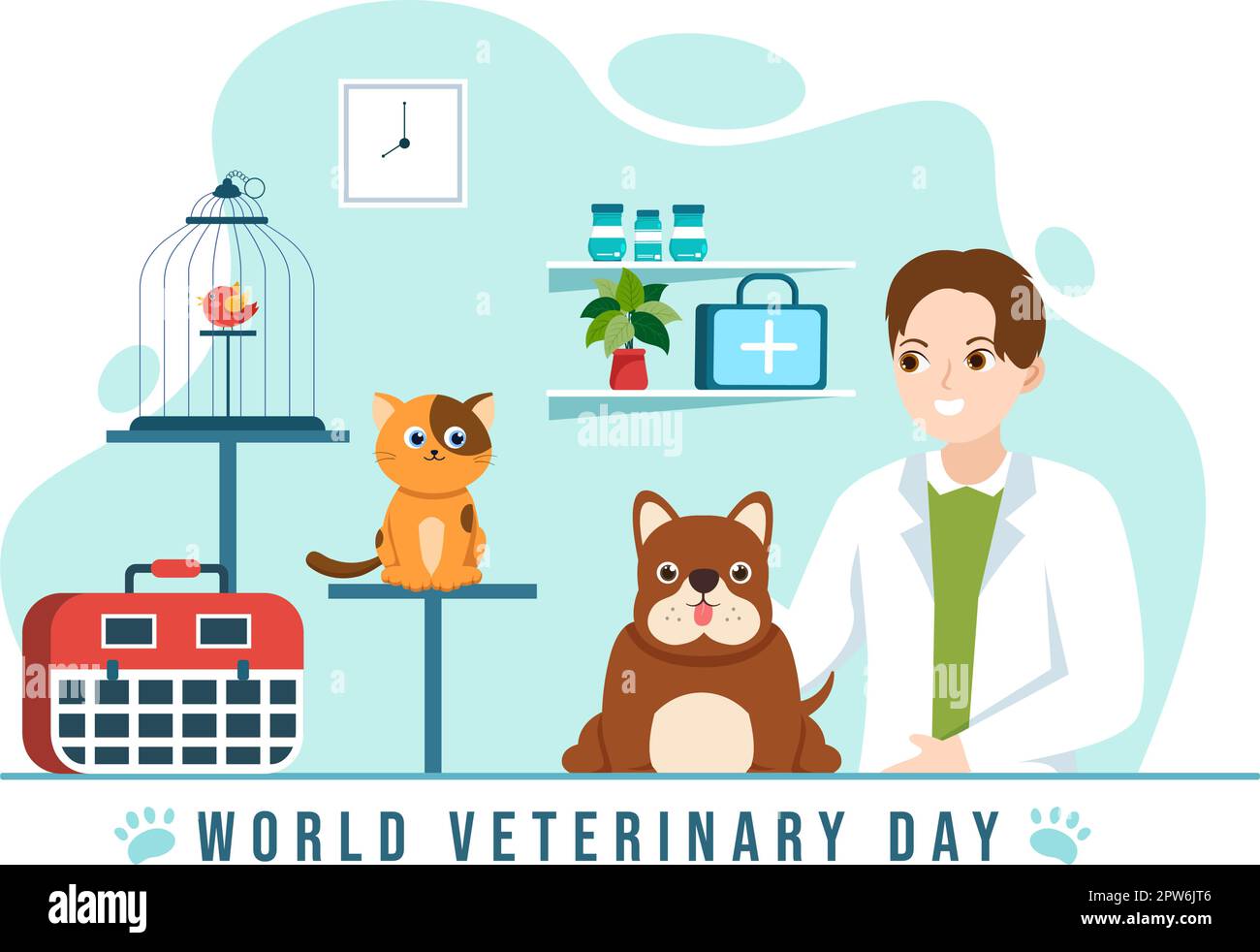World Veterinary Day on April 29 Illustration with Doctor and Cute ...