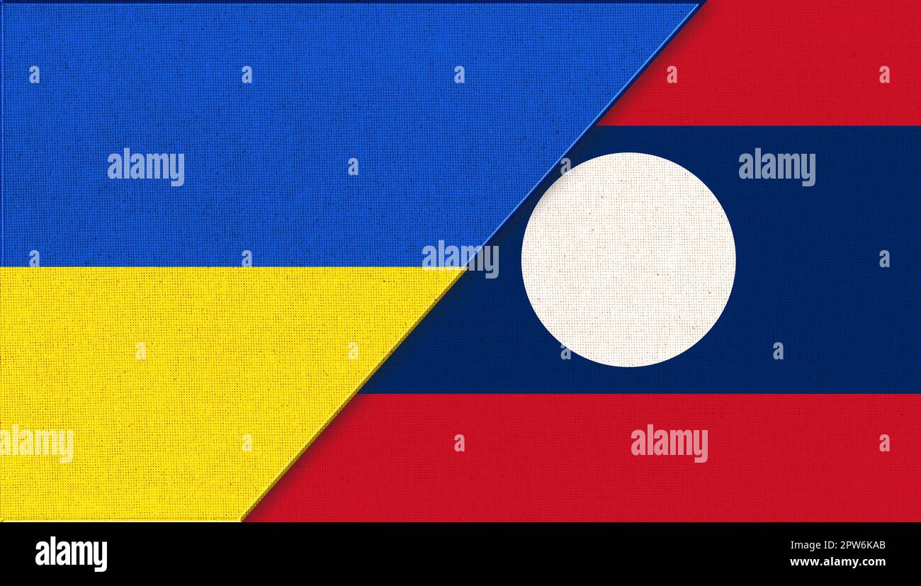 Flag of Ukraine and Laos - 3D illustration. Two Flags Together ...