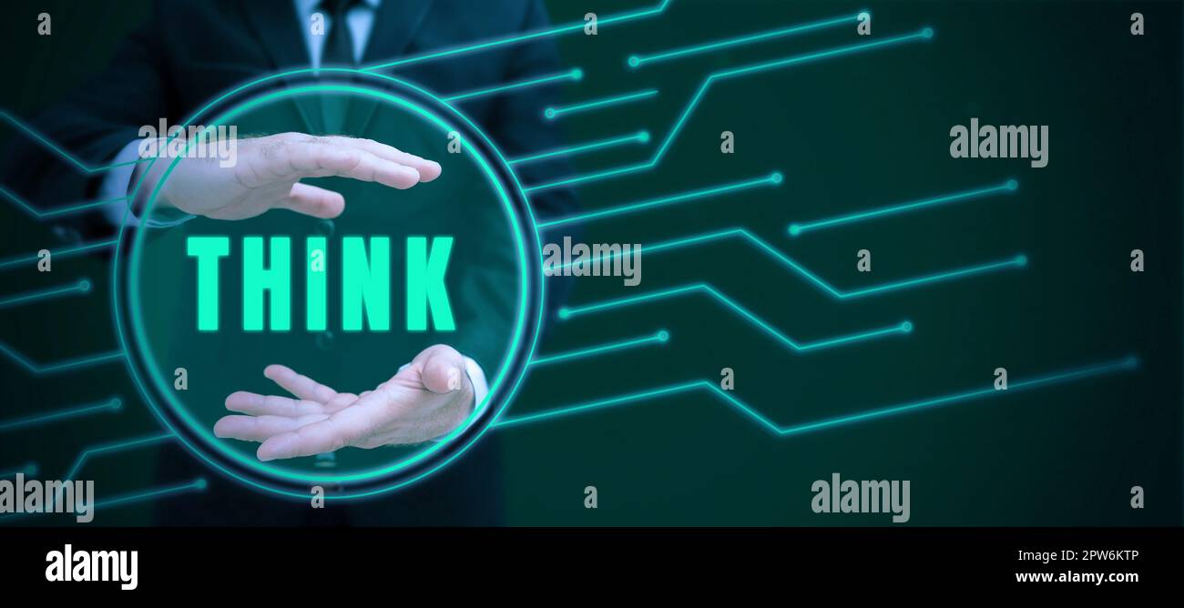 Conceptual display Think, Word Written on direct ones mind towards ...