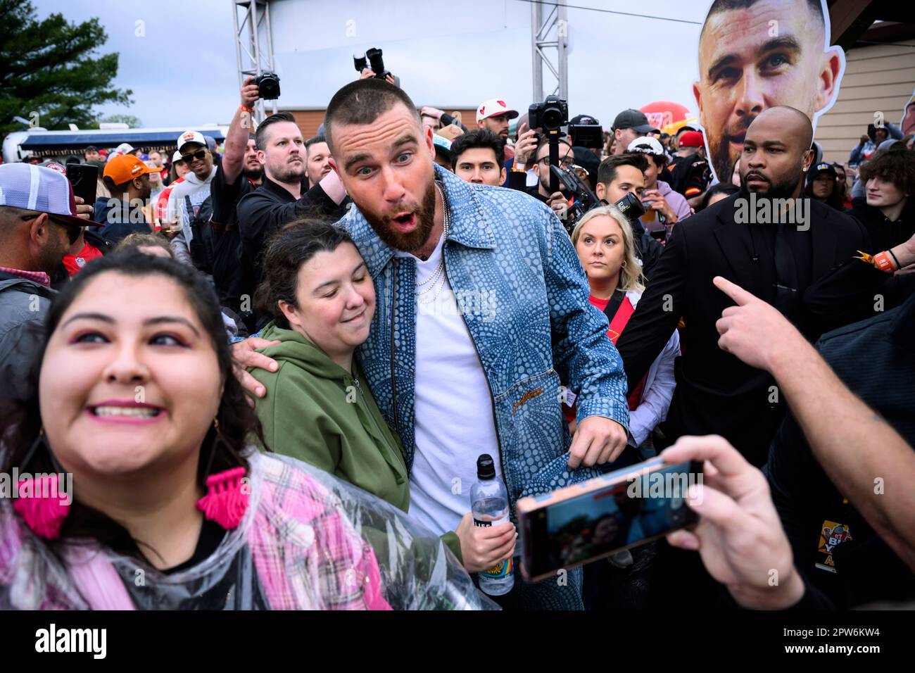 Travis Kelce, Kansas City Chiefs tight end and host of Kelce Jam, walks ...