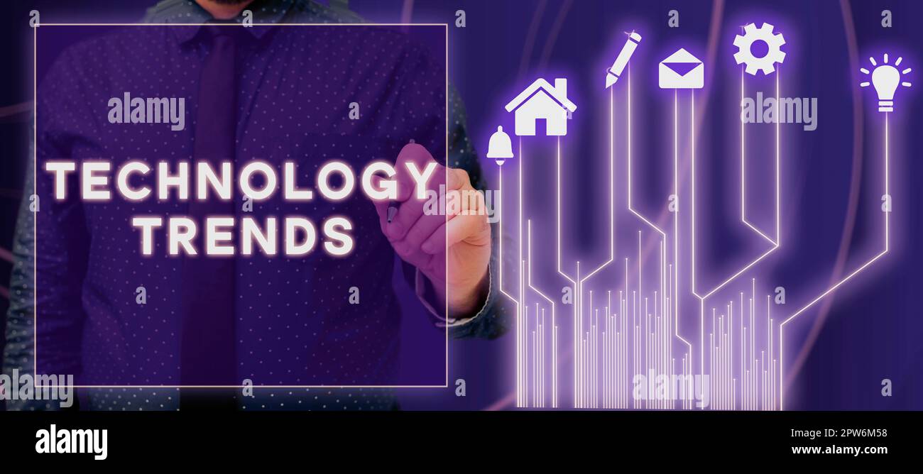 Text showing inspiration Technology Trends, Business overview Trending ...