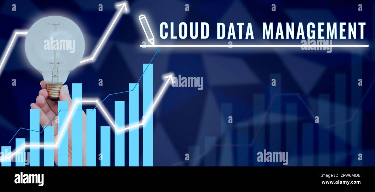 Text showing inspiration Cloud Data Management, Business approach A technique to manage data ...