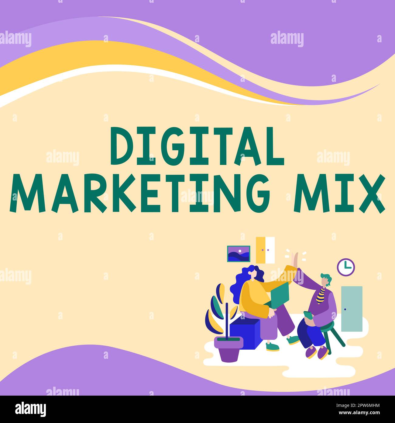 Conceptual caption Digital Marketing Mix, Business approach Set of ...