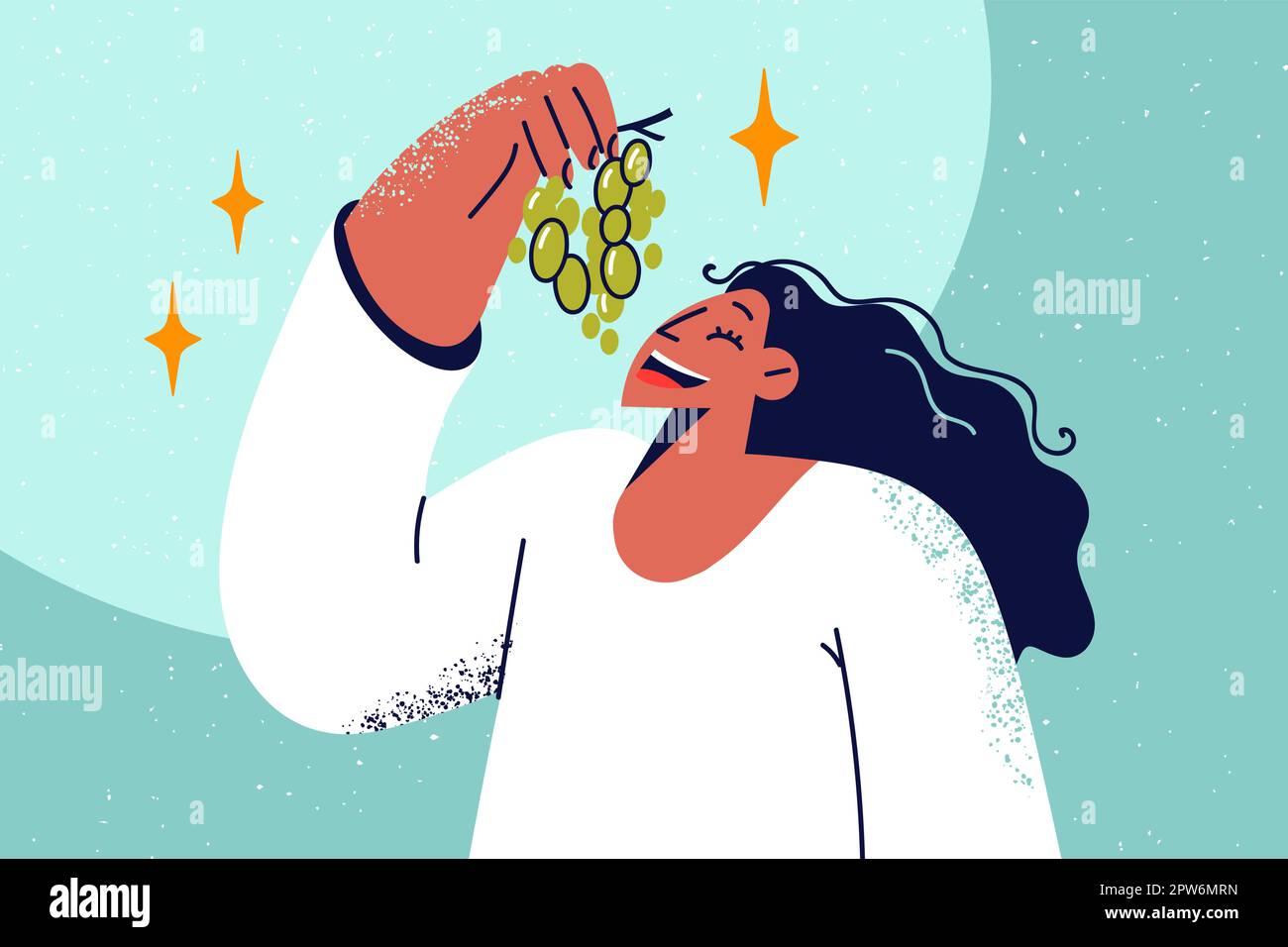 Smiling girl eating grapes Stock Vector Image & Art - Alamy