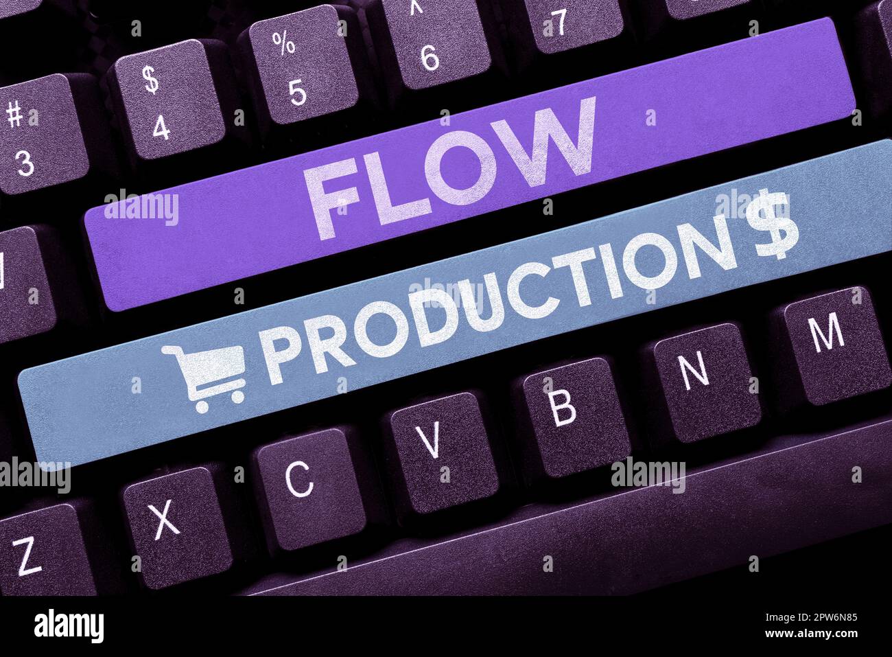 Handwriting text Flow Production, Business showcase items are produced ...