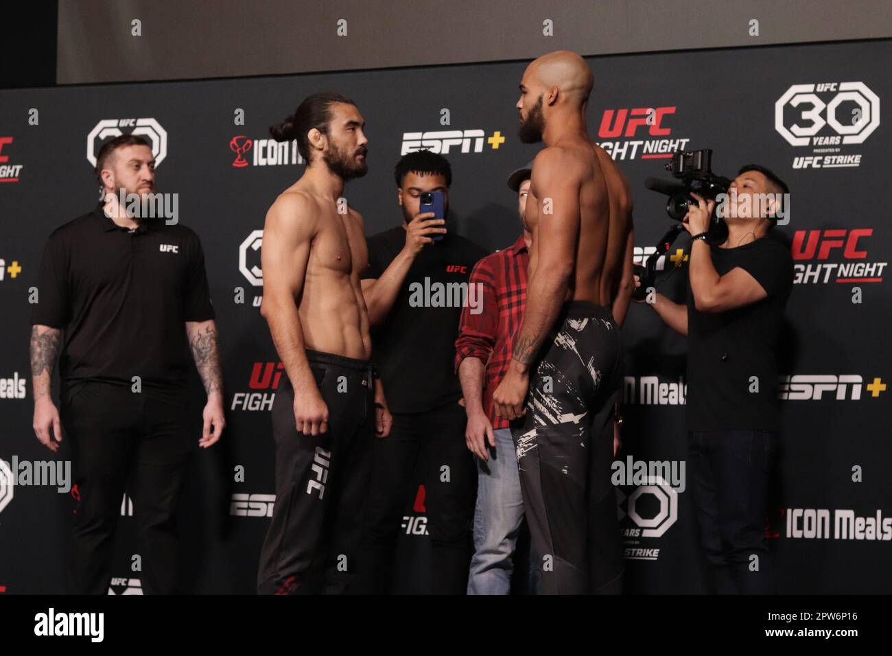 LAS VEGAS, NV - APRIL 28: Josh Quinlan and Trey Waters face off during ...