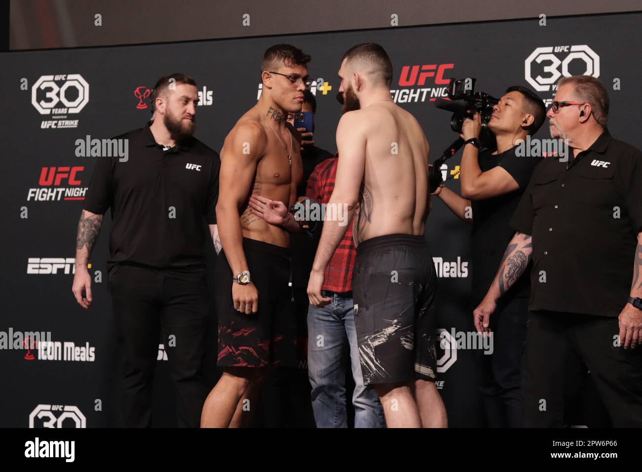 LAS VEGAS, NV - APRIL 28: Caio Borralho and Michal Oleksiejczuk face ...