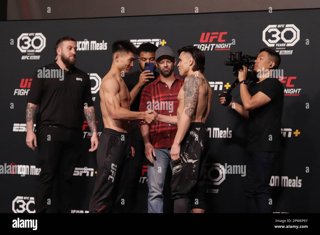 LAS VEGAS, NV - APRIL 28: Song Yadong and Ricky Simon face off during ...