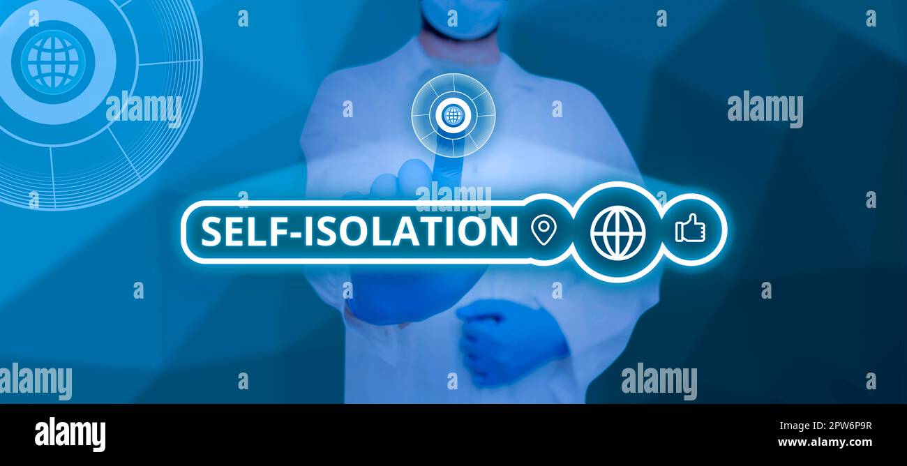 Conceptual display Self Isolation, Business approach promoting ...