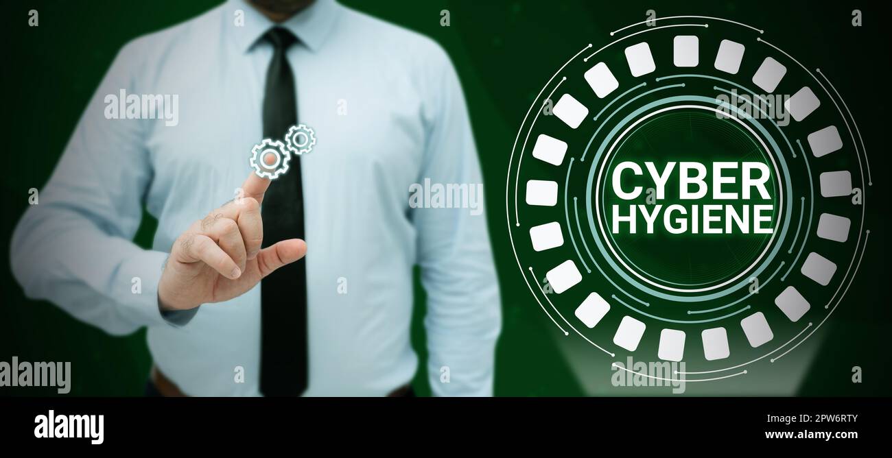 Text Caption Presenting Cyber Hygiene Conceptual Photo Steps That Computer Users Take To