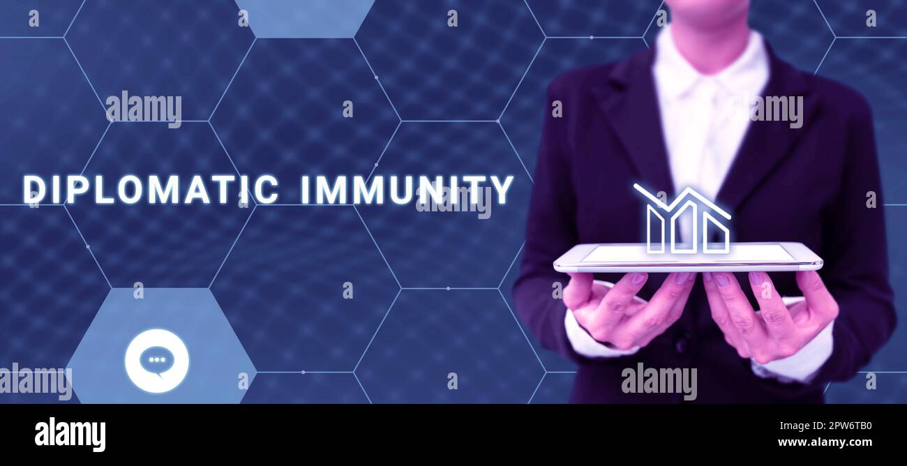 Handwriting text Diplomatic Immunity, Business overview law that gives ...