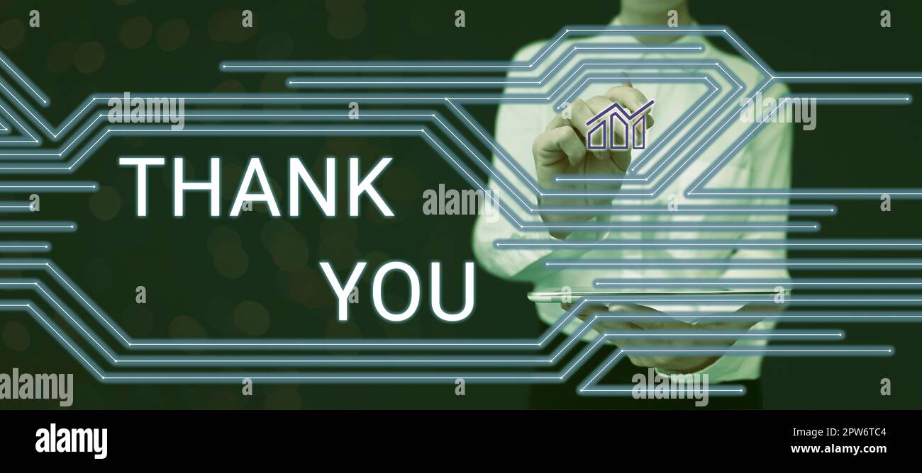 Text showing inspiration Thank You, Business approach replaying on ...