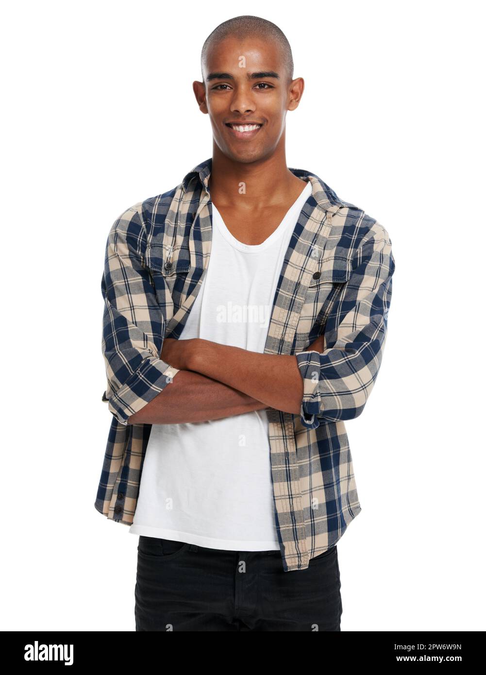 Upstanding youth. a young man standing against a white background Stock ...