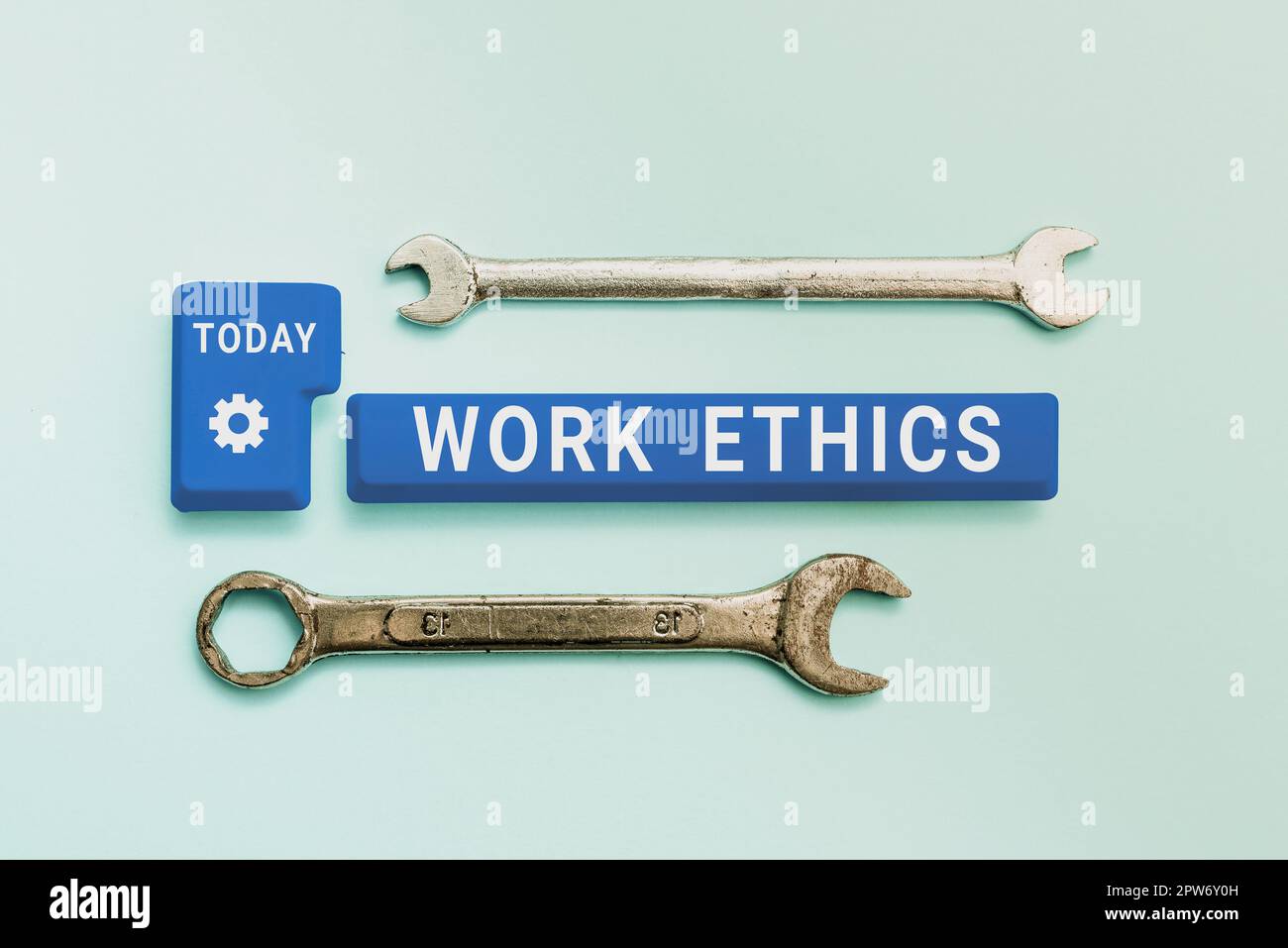 Sign displaying Work Ethics, Concept meaning A set of values centered ...