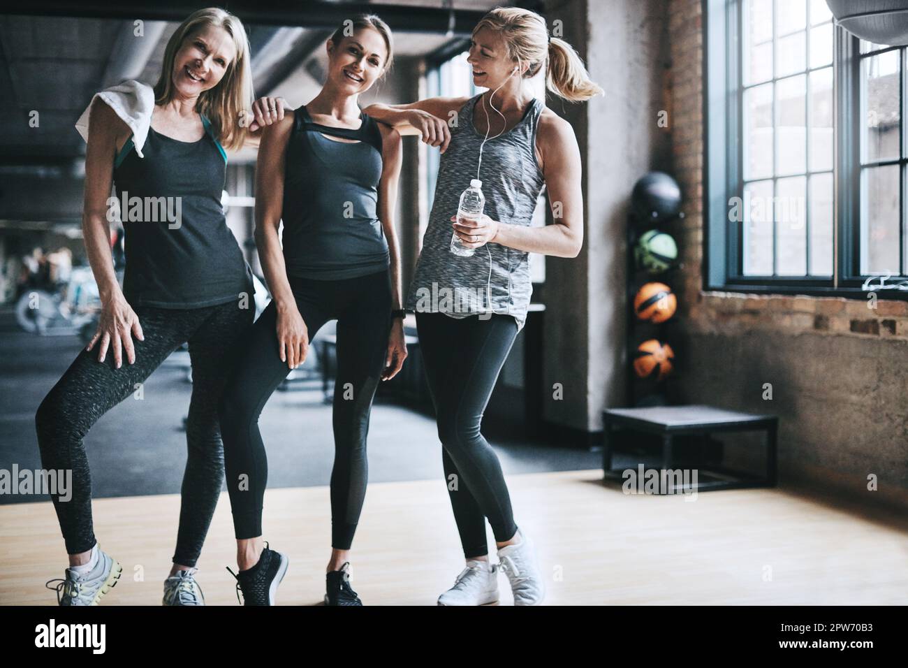 Fitness is for everyone. Full length portrait of three attractive and ...