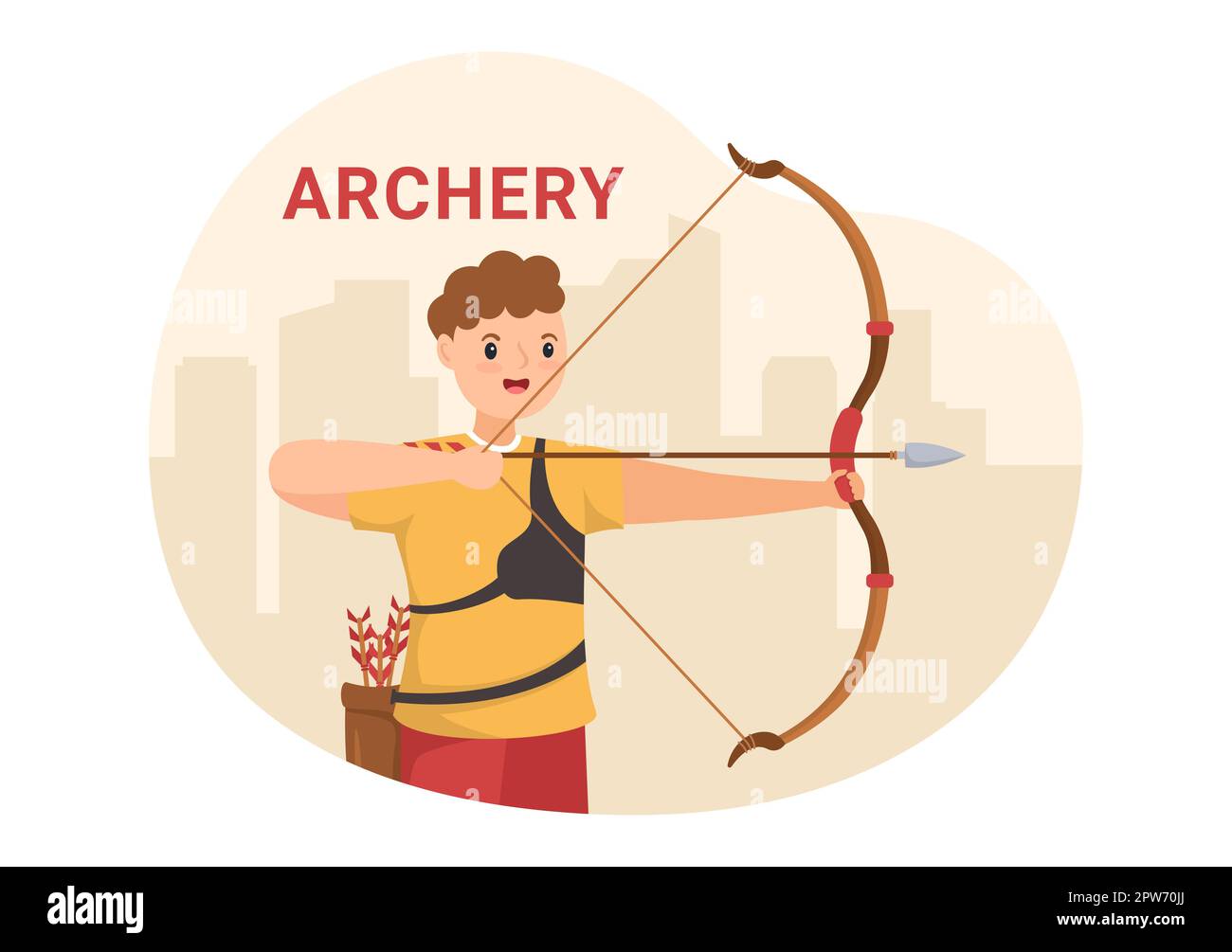 Archery Sport with Bow and Arrow Pointing at Target for Outdoor ...