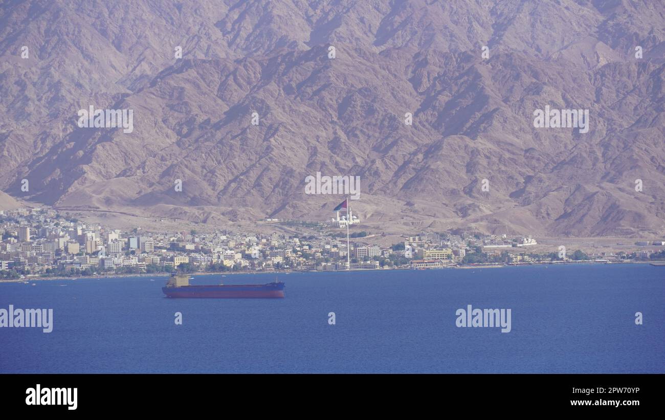 Panoramic view from surrounding hills on Aqaba (Jordan Stock Photo - Alamy