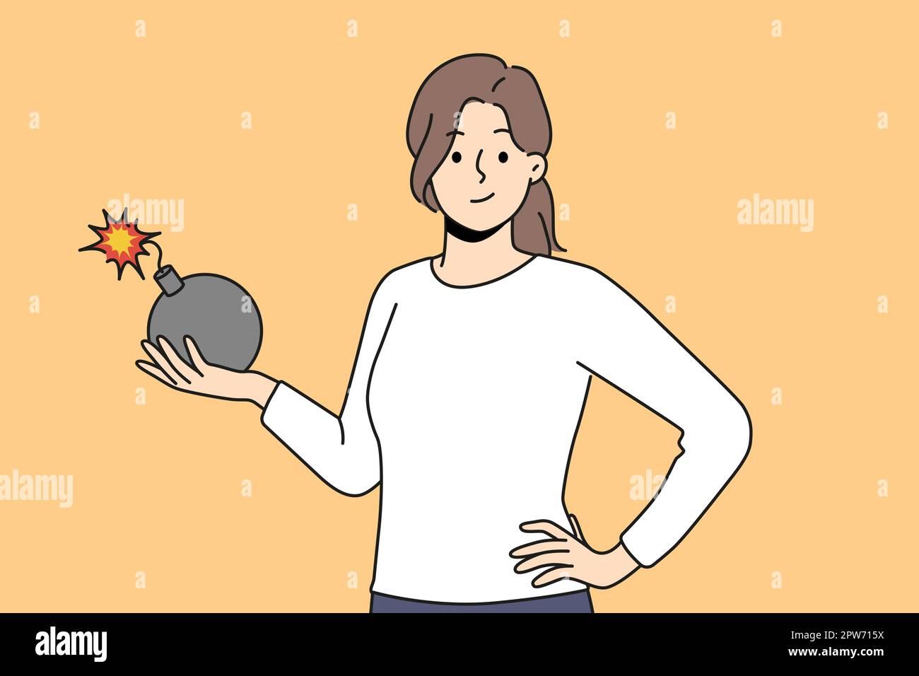 Smiling positive female holding Stock Vector Images - Alamy