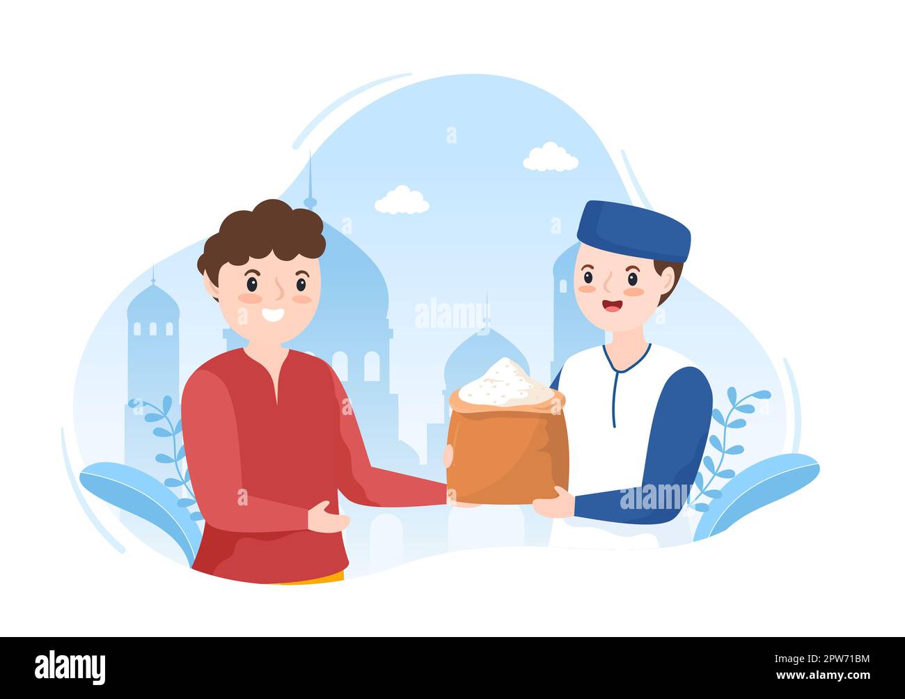 Muslim People Giving Alms, Zakat or Infaq Donation to a Person Who Need ...