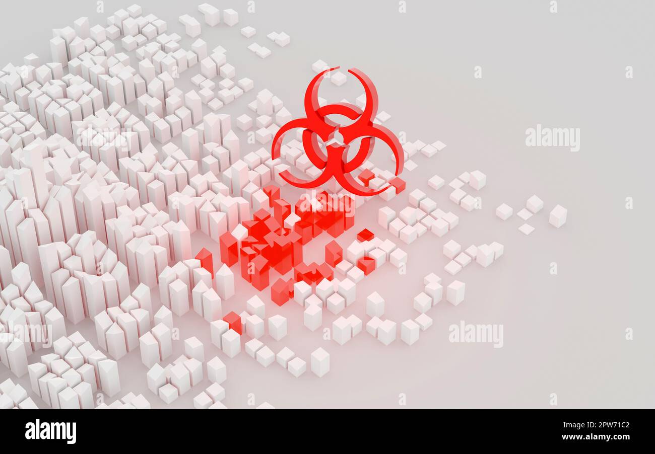 Disease outbreak in urban environment, biological hazard concept ...