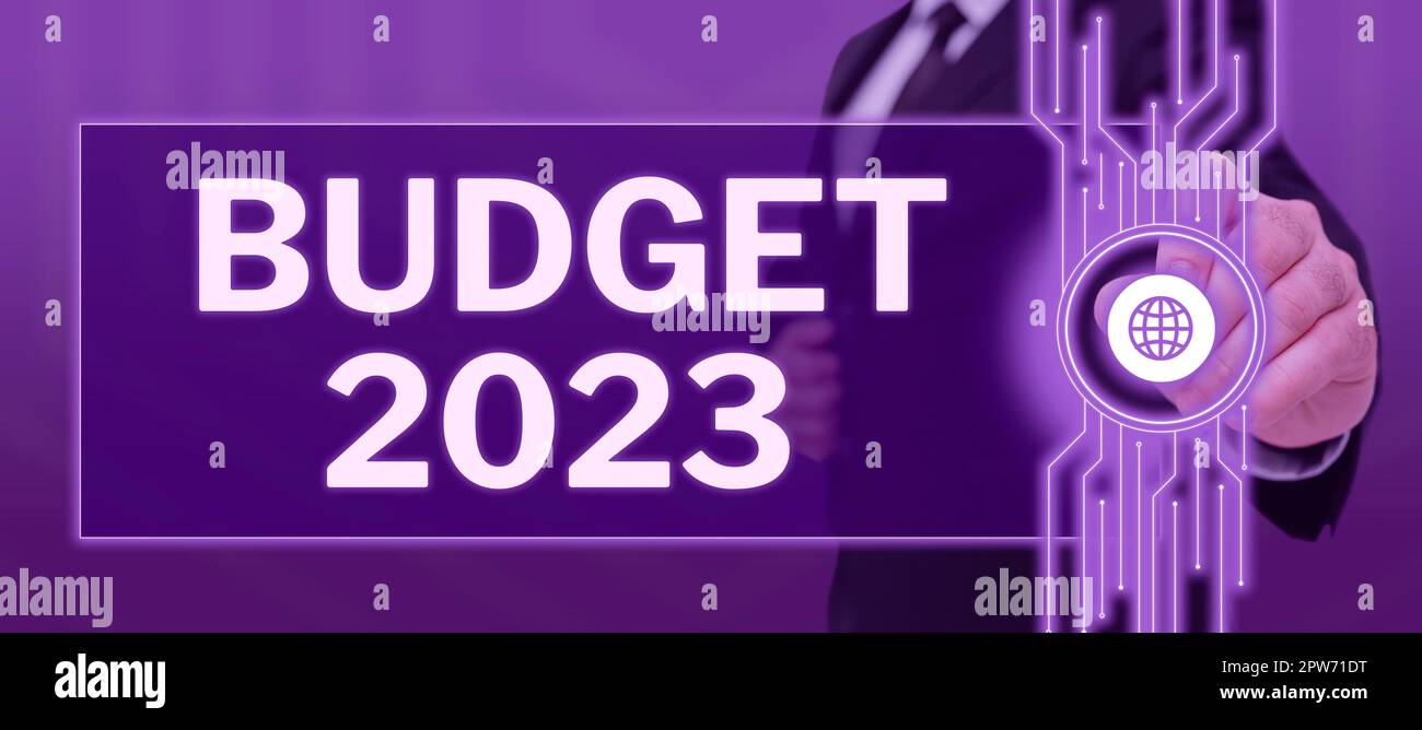 Text caption presenting Budget 2023, Business concept estimate of ...