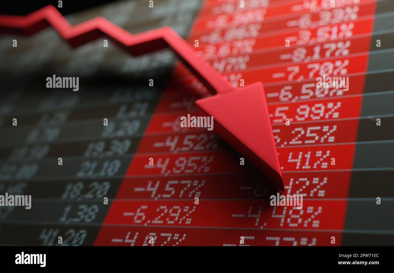 Stock market crash and panic, financial losses, economic recession ...