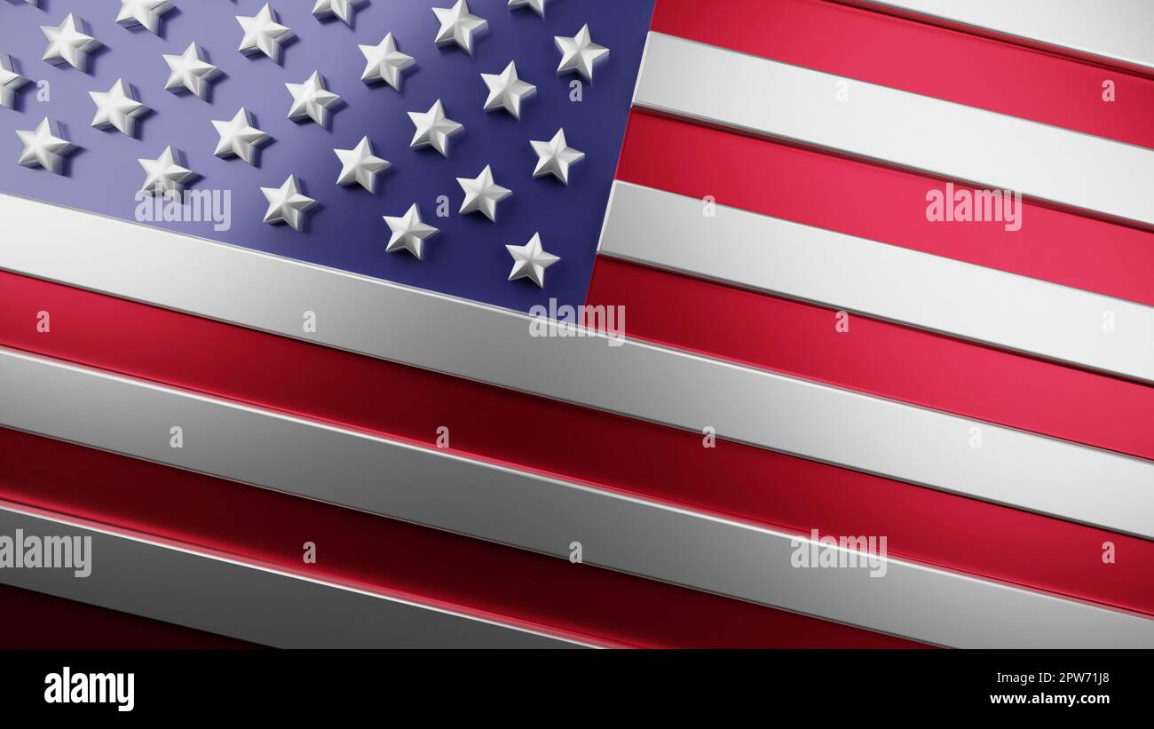 American flag, geometrical design background. Digital 3D render Stock ...