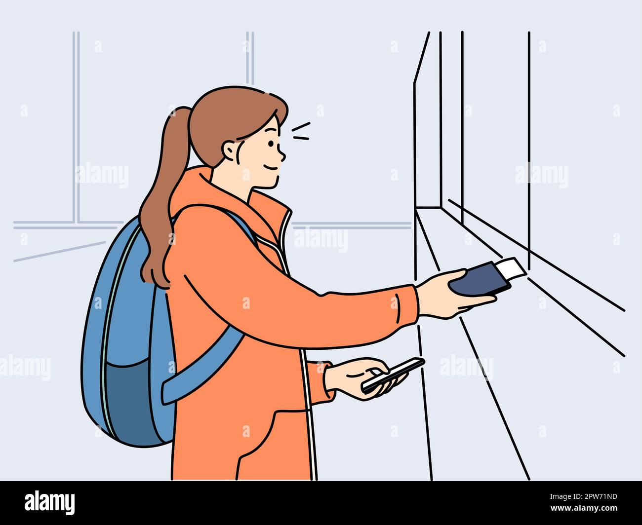 Woman train ticket smiling Stock Vector Images - Alamy