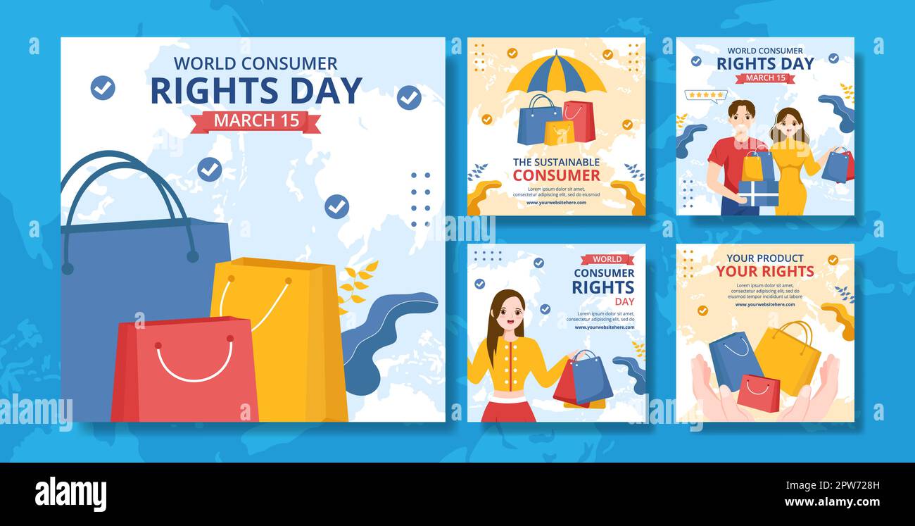 World Consumer Rights Day Social Media Post Flat Cartoon Hand Drawn ...