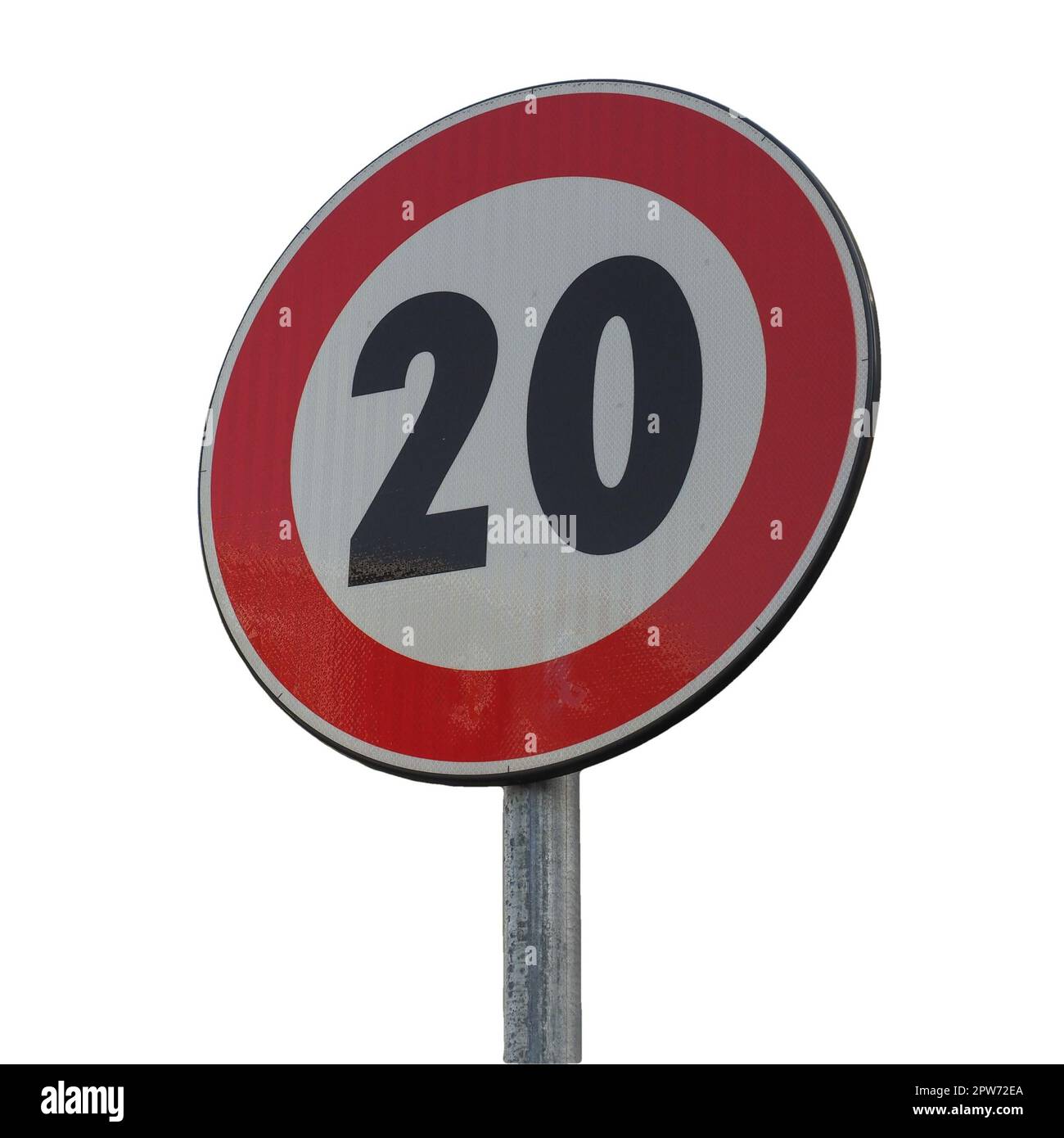Regulatory signs, maximum speed limit traffic sign isolated over white ...