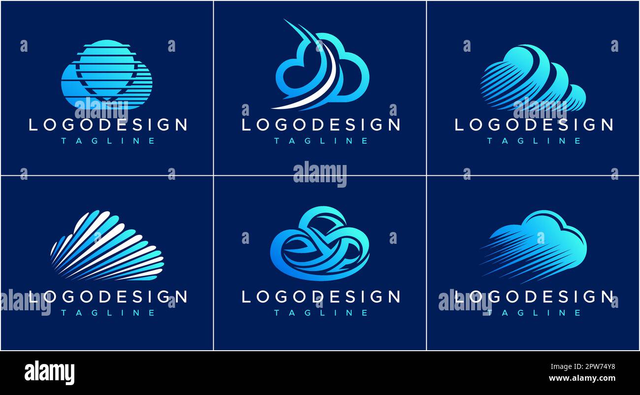 Modern cloud server logo design template. Collection of cloud logo ...