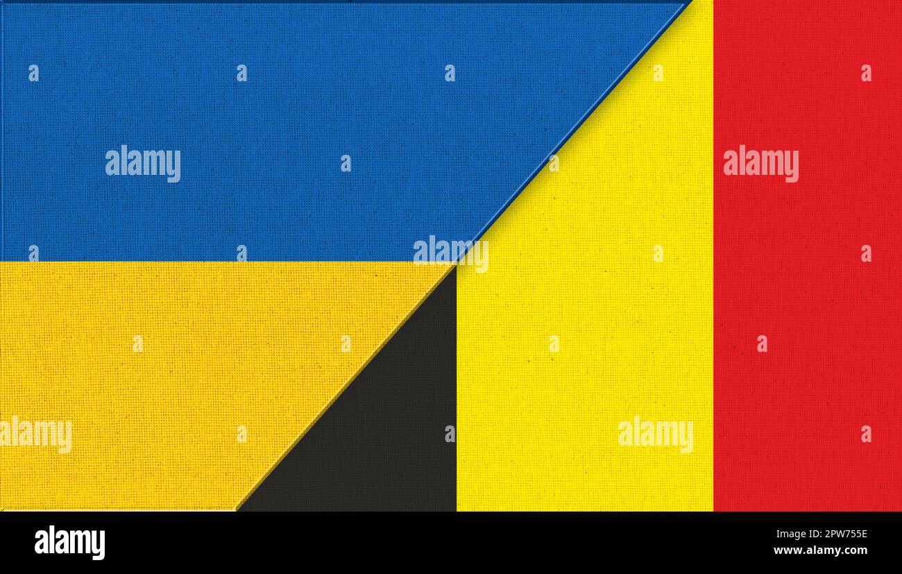 Flag of Ukraine and Belgium - 3D illustration. Two Flags Together ...