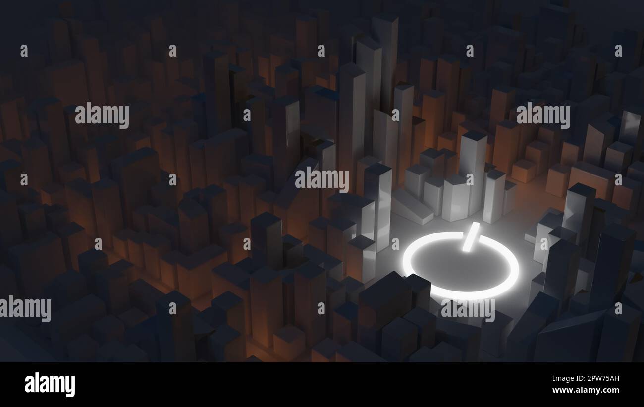 Smart cities, modern urban environment concept. City at night with a ...
