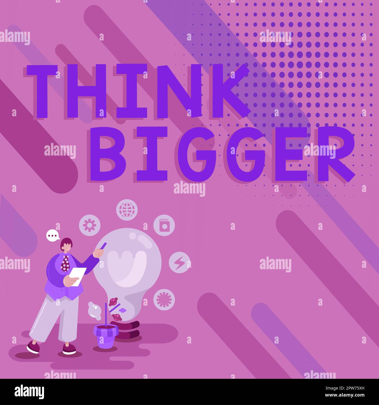 Text showing inspiration Think Bigger, Concept meaning being able to ...