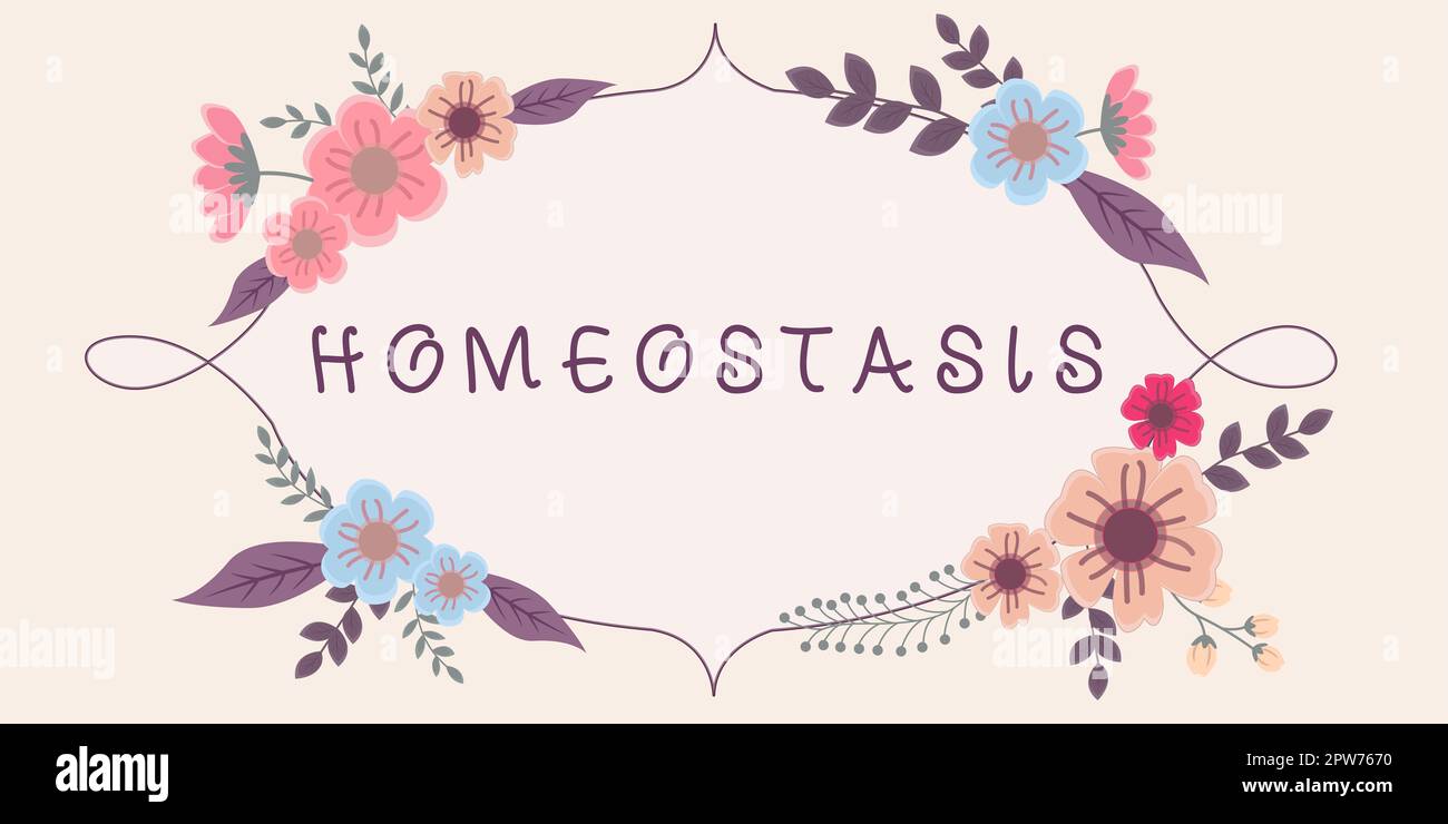 Sign displaying Homeostasis, Word for the tendency toward a equilibrium ...