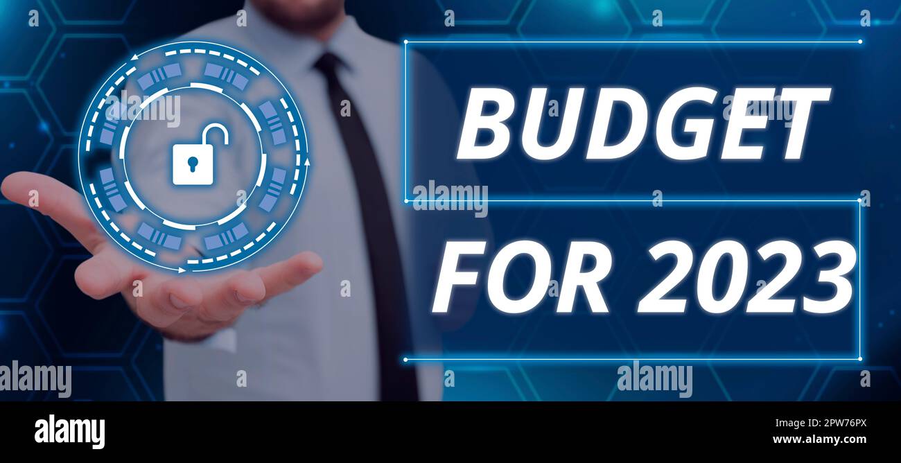 Hand writing sign Budget For 2023, Word for An written estimates of ...