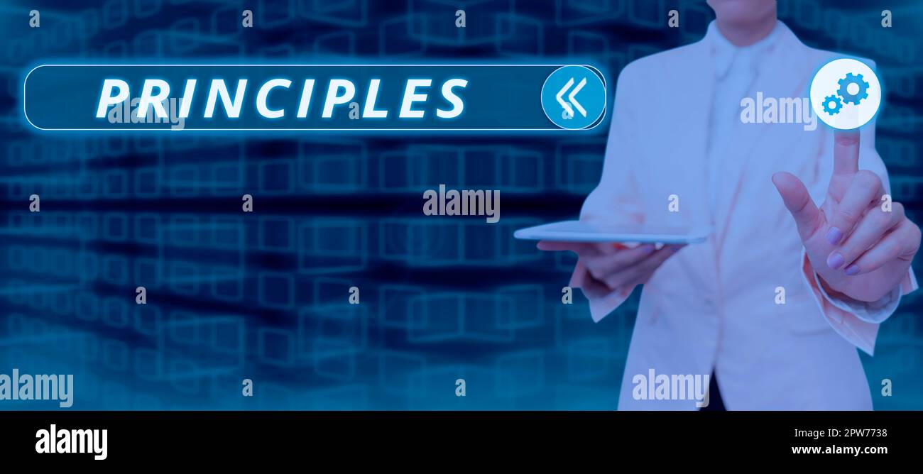 Conceptual display Principles, Word Written on fundamental truth that ...