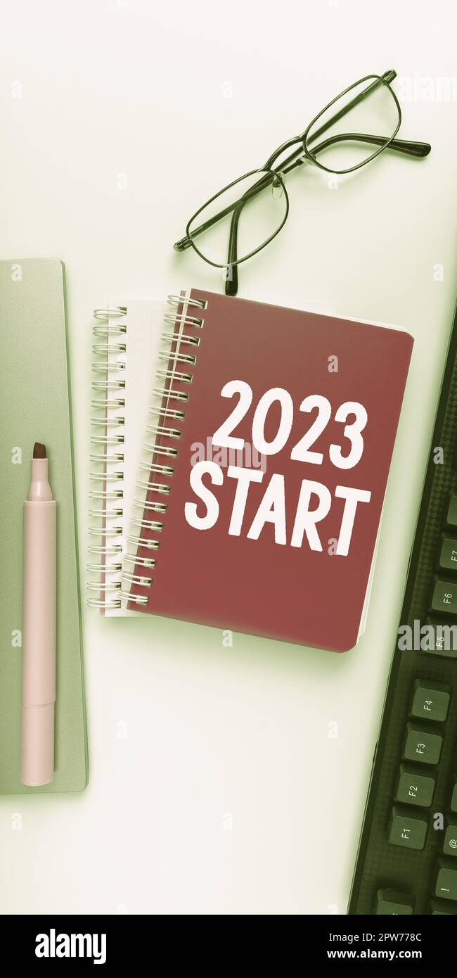 Sign displaying 2023 Start, Business concept remembering past year ...