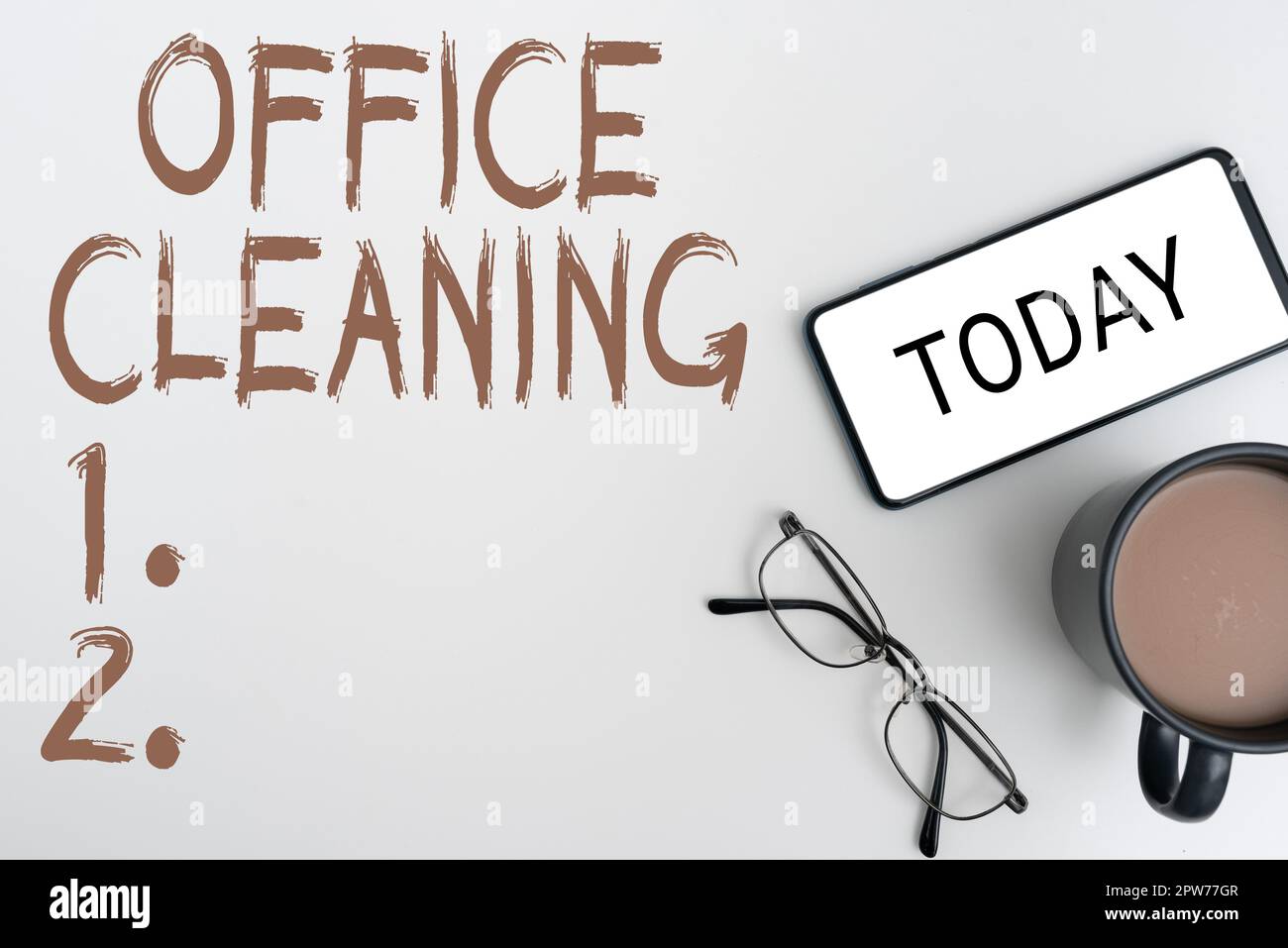 Text caption presenting Office Cleaning, Word Written on the action or ...