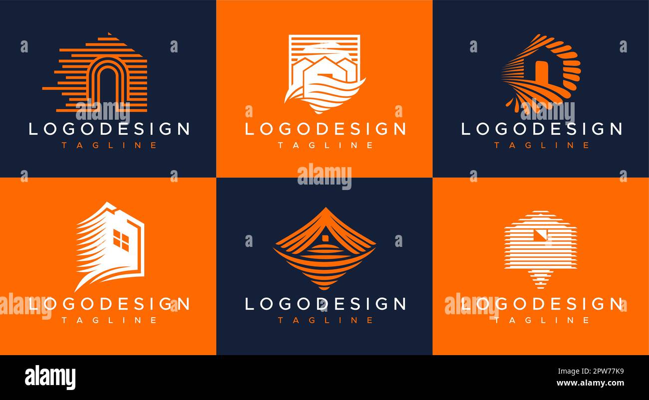 Modern home logo design branding set. House branding logo design ...