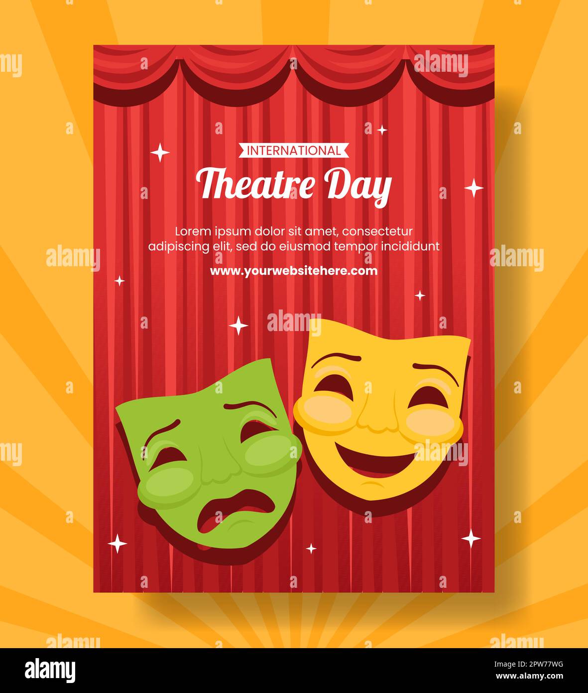 World Theater Day Vertical Poster Flat Cartoon Hand Drawn Templates ...