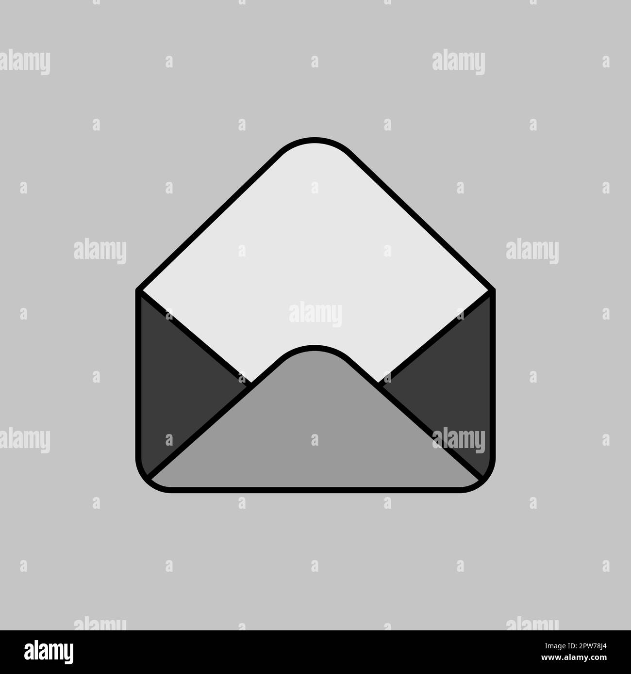 Open envelope vector grayscale icon. E-commerce sign. Graph symbol for ...