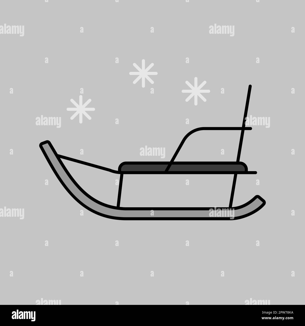 Winter sled vector isolated grayscale icon. Winter sign. Graph symbol ...