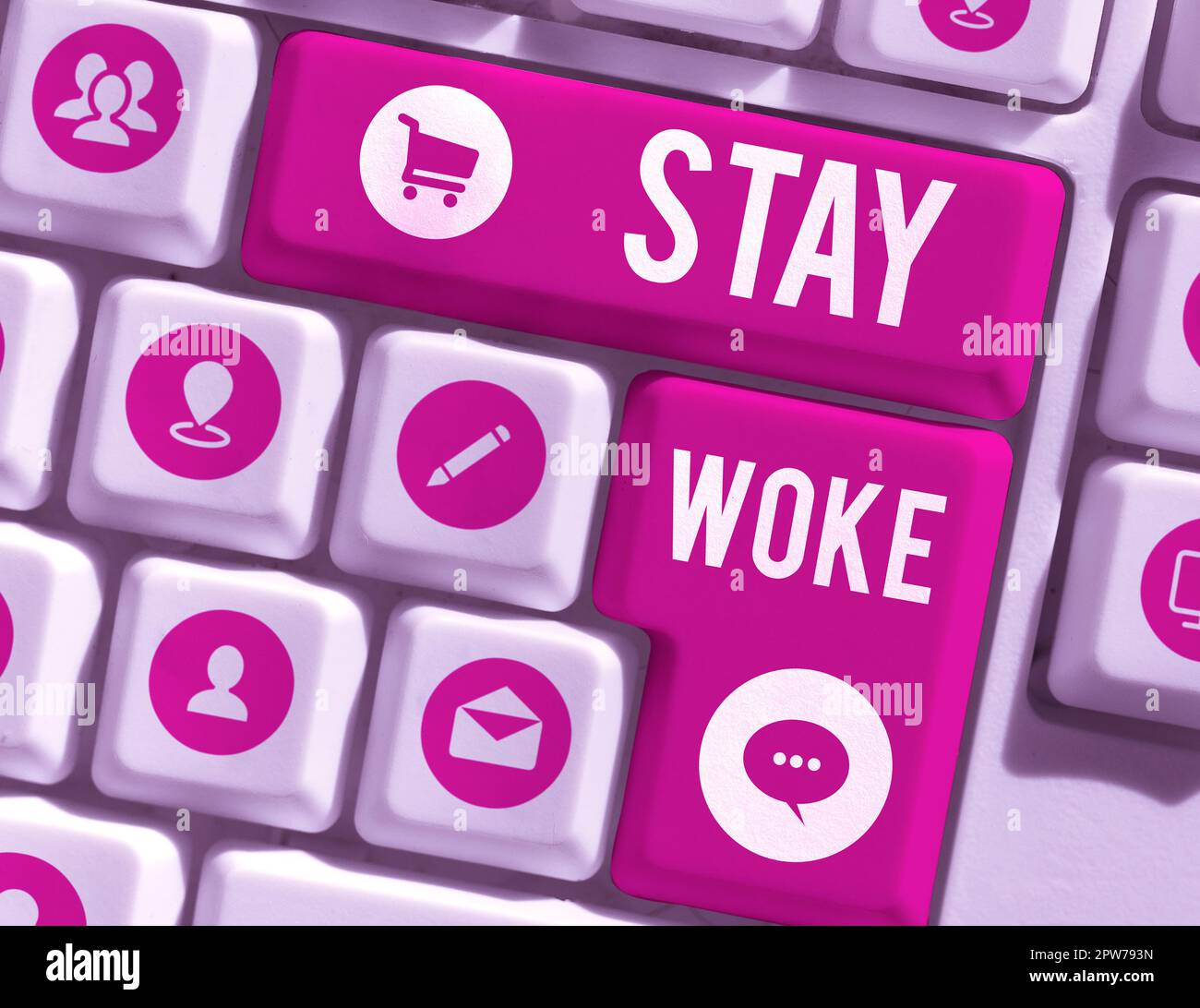 Sign displaying Stay Woke, Word Written on being aware of your ...