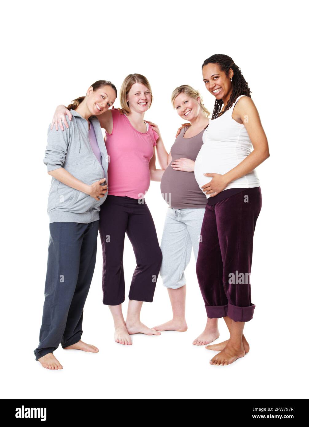 Pregnant Girl Friends Pregnancy And Future Mother Group Portrait