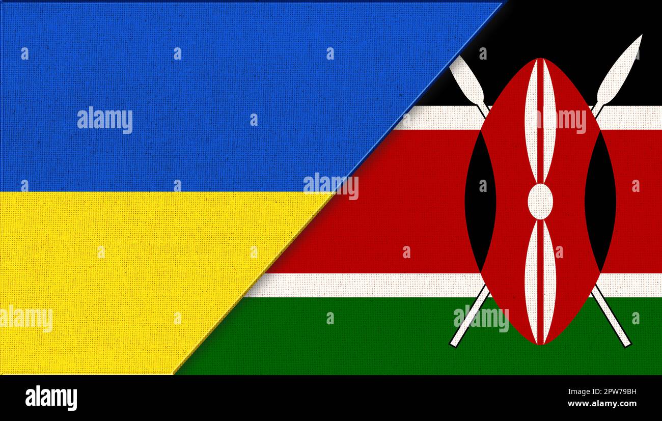 Flag of Ukraine and Kenya - 3D illustration. Two Flags Together ...