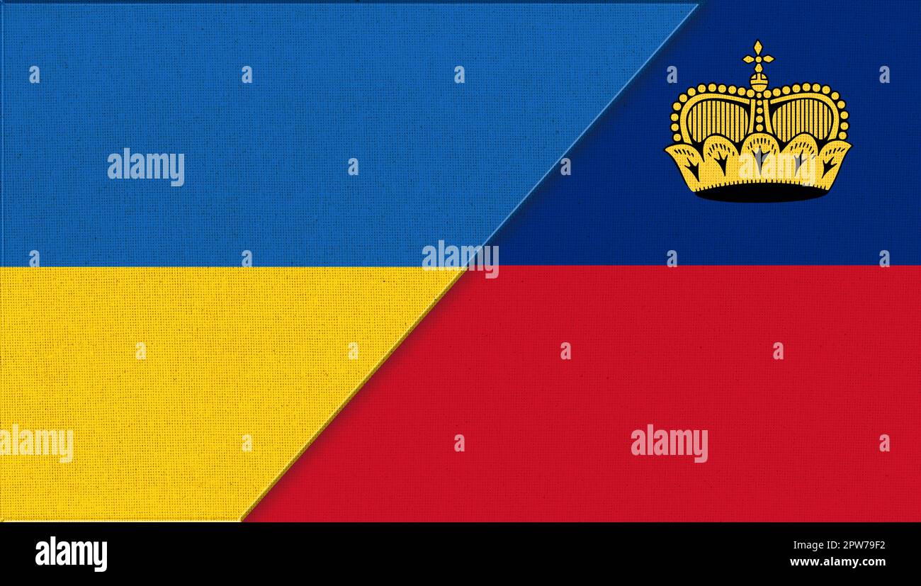 Flag of Ukraine and Liechtenstein. Ukrainian and Liechtenstein flags on ...